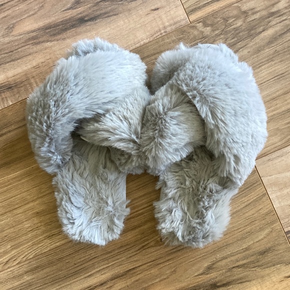 Shoes | Fuzzy Slippers Medium Grey | Poshmark